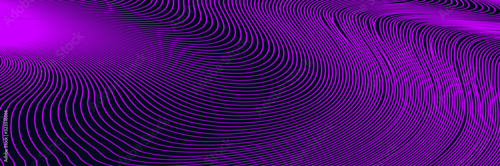 Abstract Dark Pink Geometric Pattern with Waves. Striped Spiral Texture ...