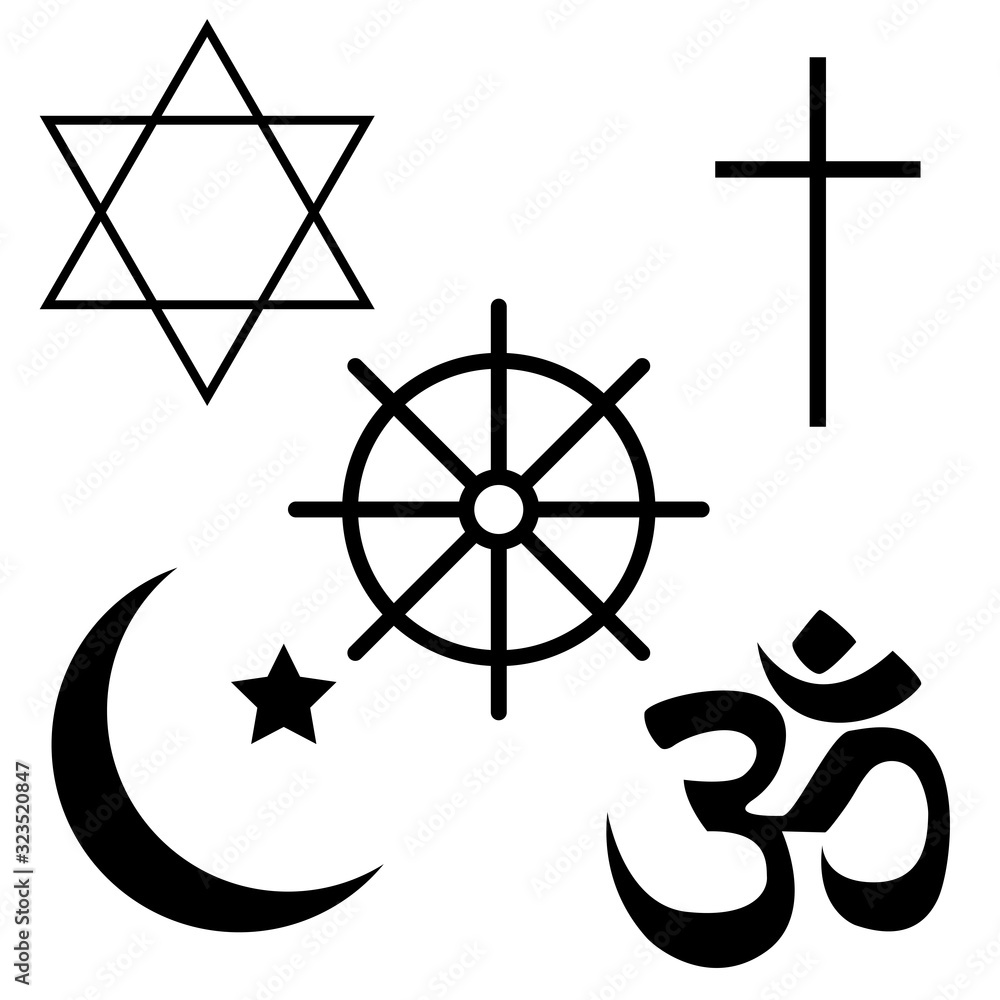 Icons denoting different religious symbols. Vector Illustration. Stock ...