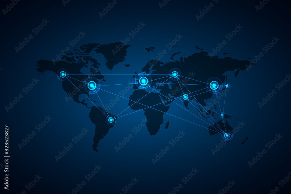 World map point and line composition concept of global business.Global ...