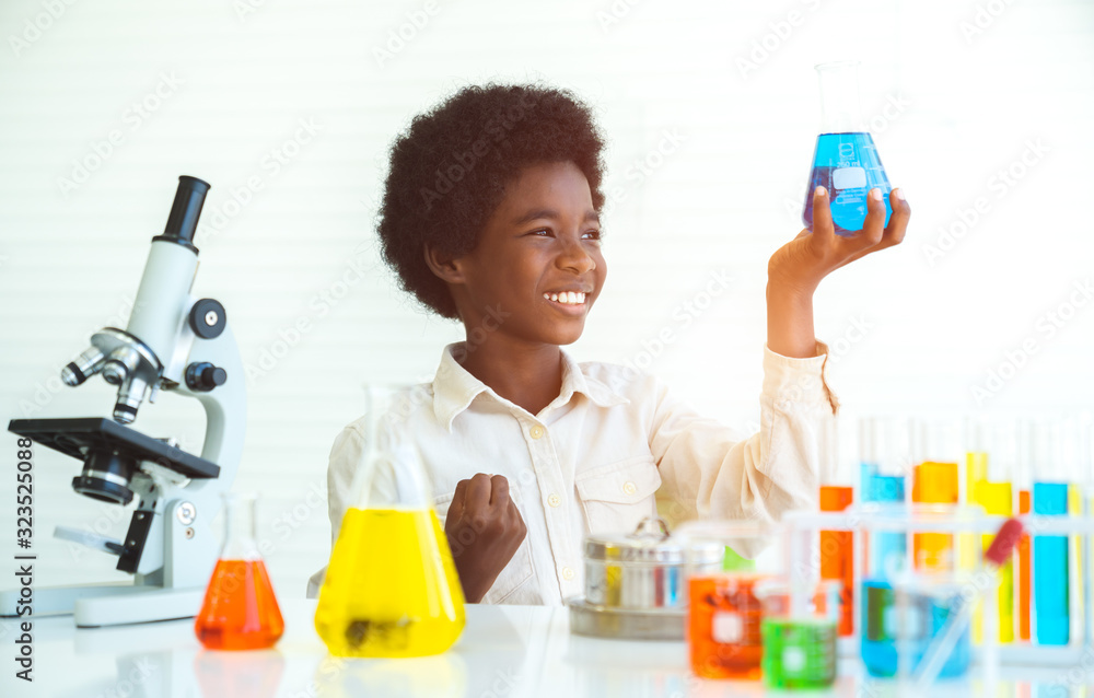 African black boy thinking Formula science idea and inspiration ...
