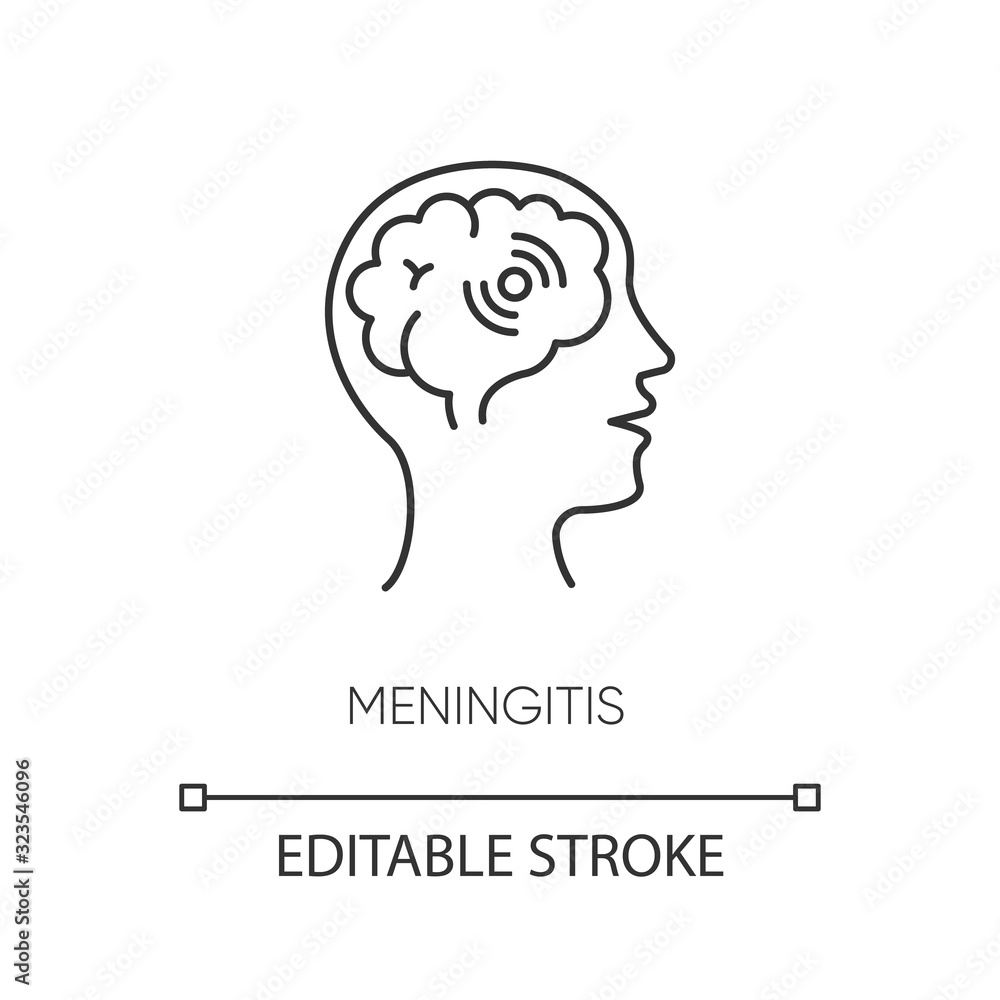 Meningitis pixel perfect linear icon. Thin line customizable ...