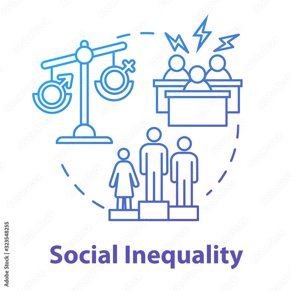 Social inequality blue concept icon. Unequal opportunities. Career ...