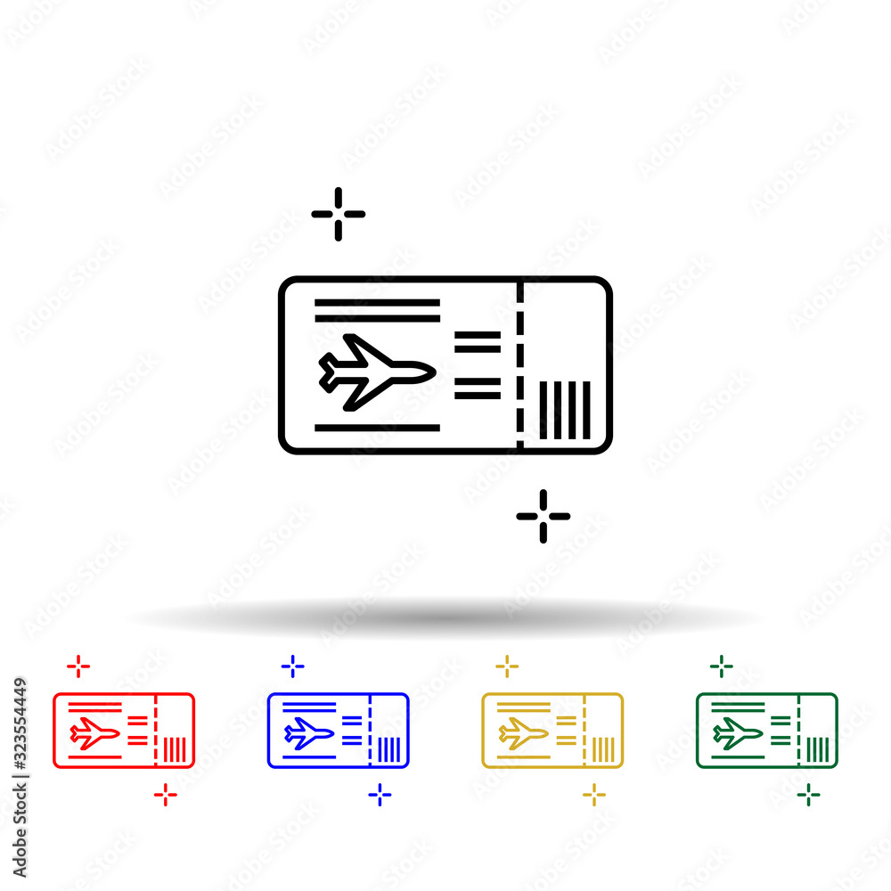 Boarding pass, airport multi color style icon. Simple thin line ...