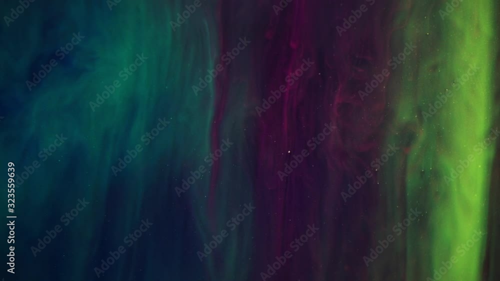 Blue, green and red abstract background, colors and particles waving ...