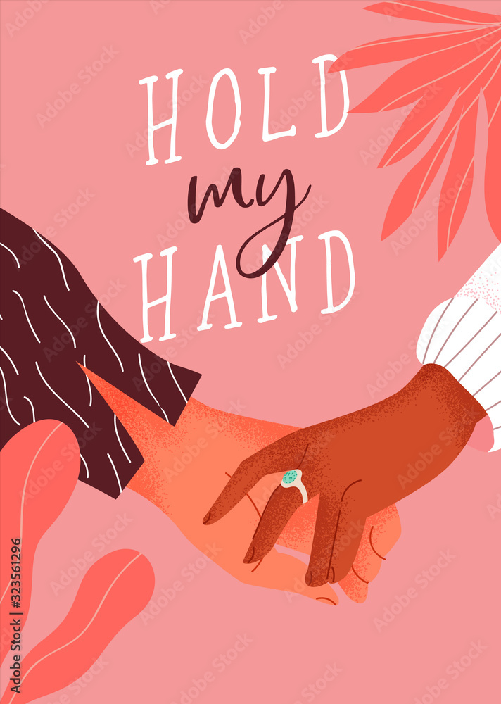 Couple holding hands typography card Stock Vector | Adobe Stock
