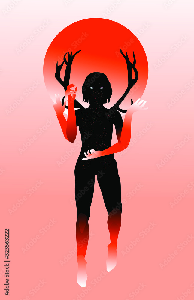 Wendigo Goddess, mythological creature with antlers and many hands ...