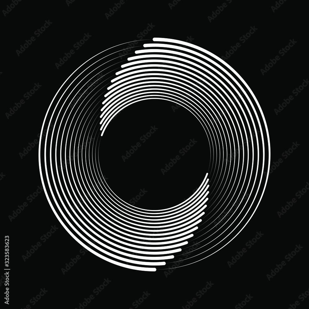 Abstract white curvy lines in circle form. Geometric art. Design ...
