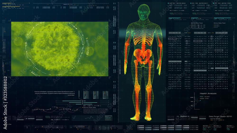 Futuristic head up display motion element virtual biomedical ...