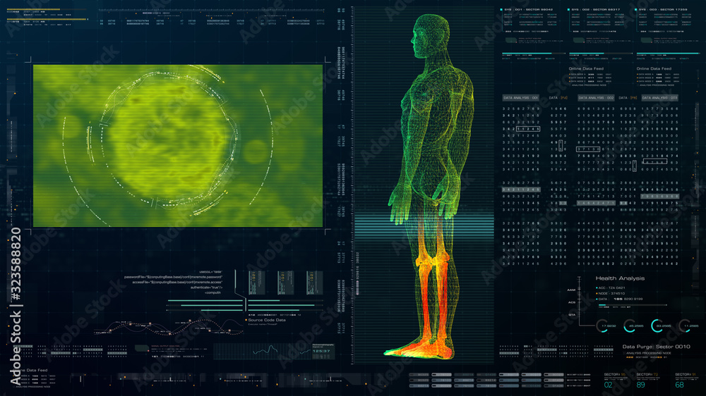 Futuristic head up display motion element virtual biomedical ...