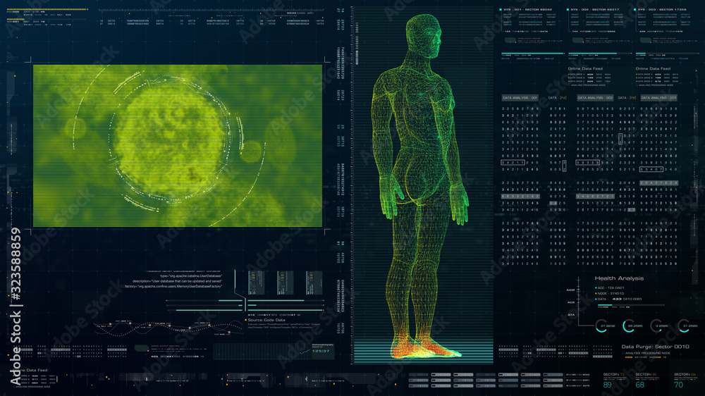 Futuristic head up display motion element virtual biomedical ...