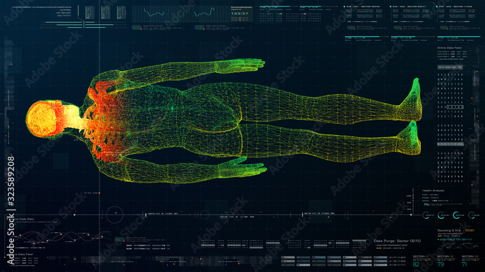 Futuristic head up display motion element virtual biomedical ...