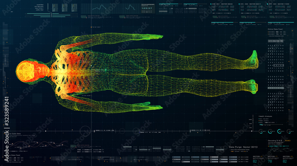 Futuristic head up display motion element virtual biomedical ...