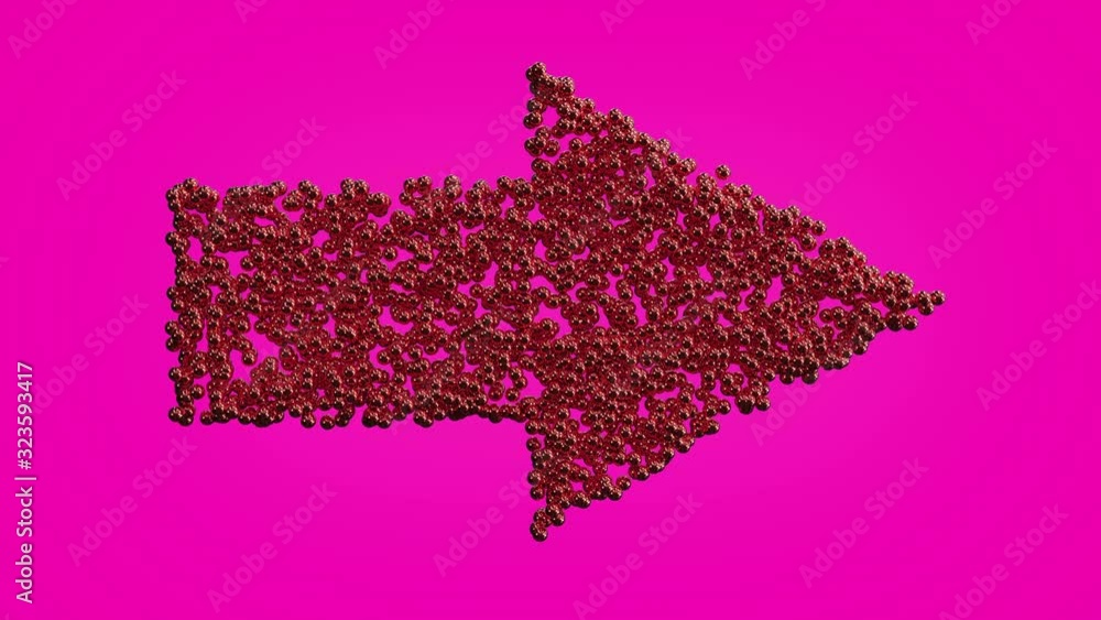 3d Looped animation of arrow pointer. Small metallic balls shapes wavy ...