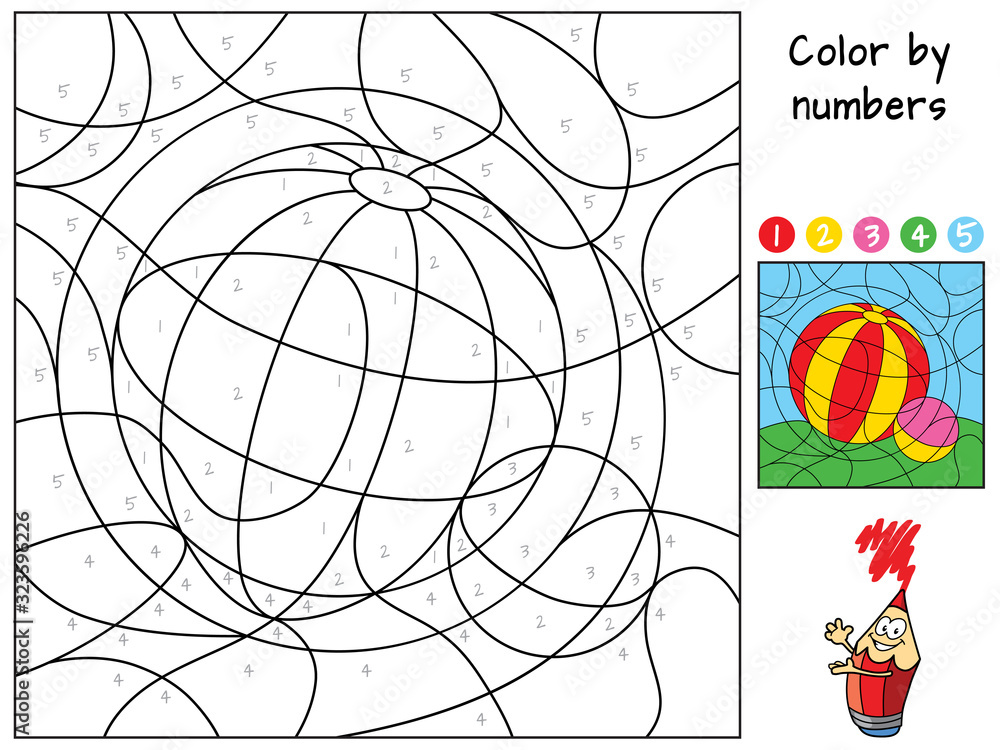 Colorful ball. Color by numbers. Coloring book. Educational puzzle game ...