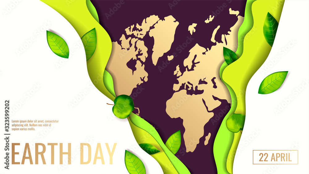 Poster for Earth Day, World Environment Day with layers of cut paper ...