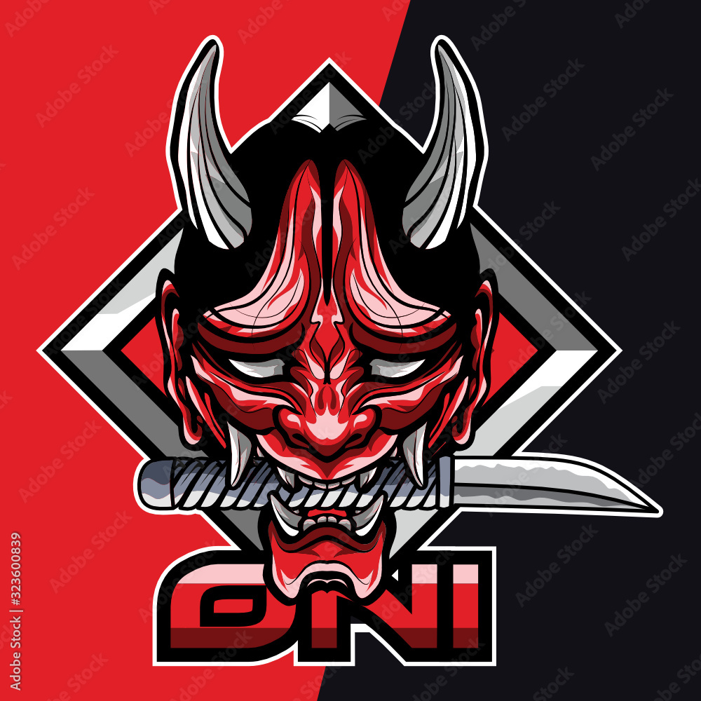 oni, hannya, japan mask esport gaming mascot logo template, suitable ...
