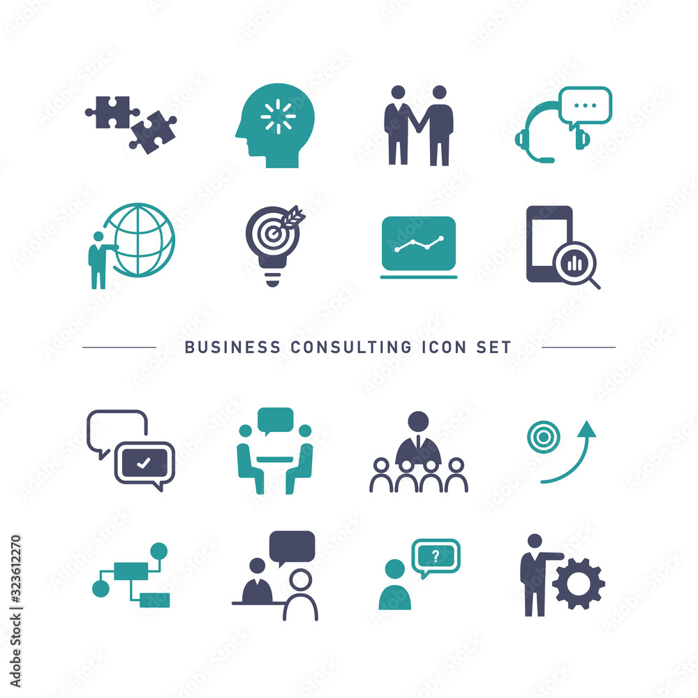 BUSINESS CONSULTING ICON SET Stock Vector | Adobe Stock