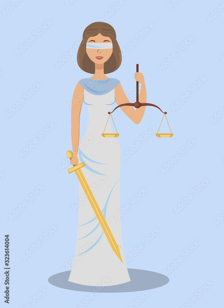 Themis, Blind Justice Flat Vector Illustration. Ancient Greek Justice ...