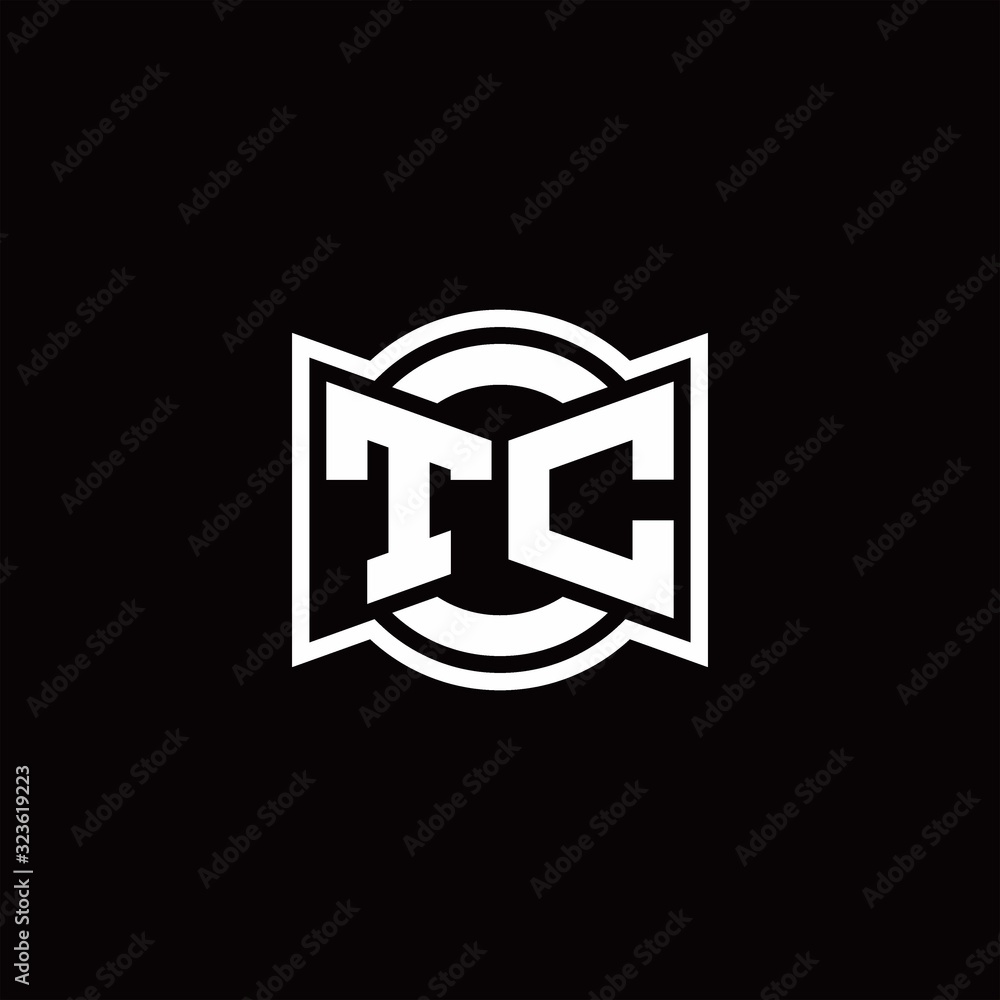 TC logo monogram with ribbon style circle rounded design template Stock ...
