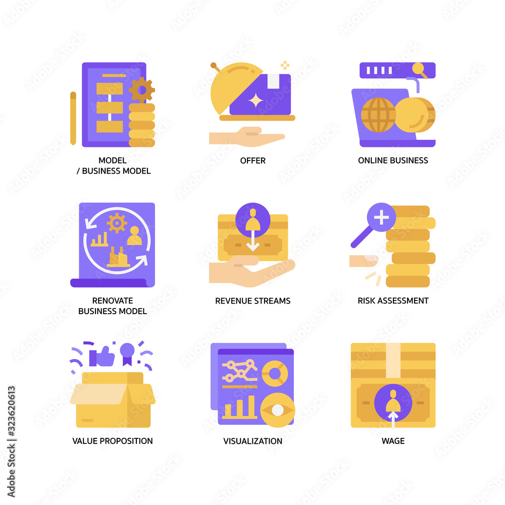 Business model canvas icons set Stock Vector | Adobe Stock