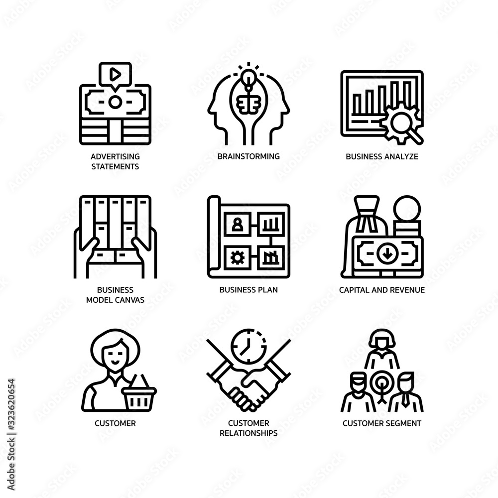 Business model canvas icons set Stock Vector | Adobe Stock