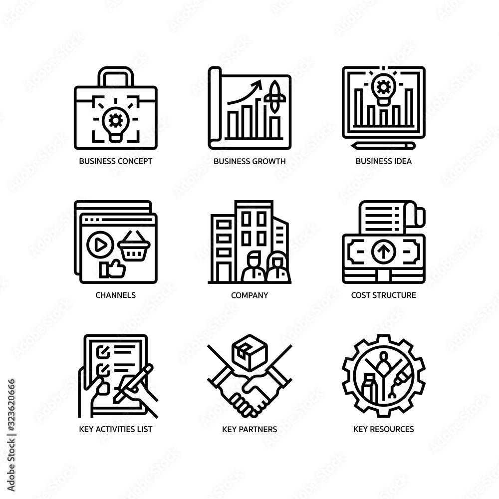 Business model canvas icons set Stock Vector | Adobe Stock