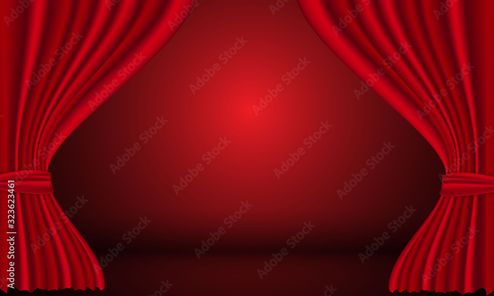 Red curtain background. Grand opening event design. Stock Vector ...