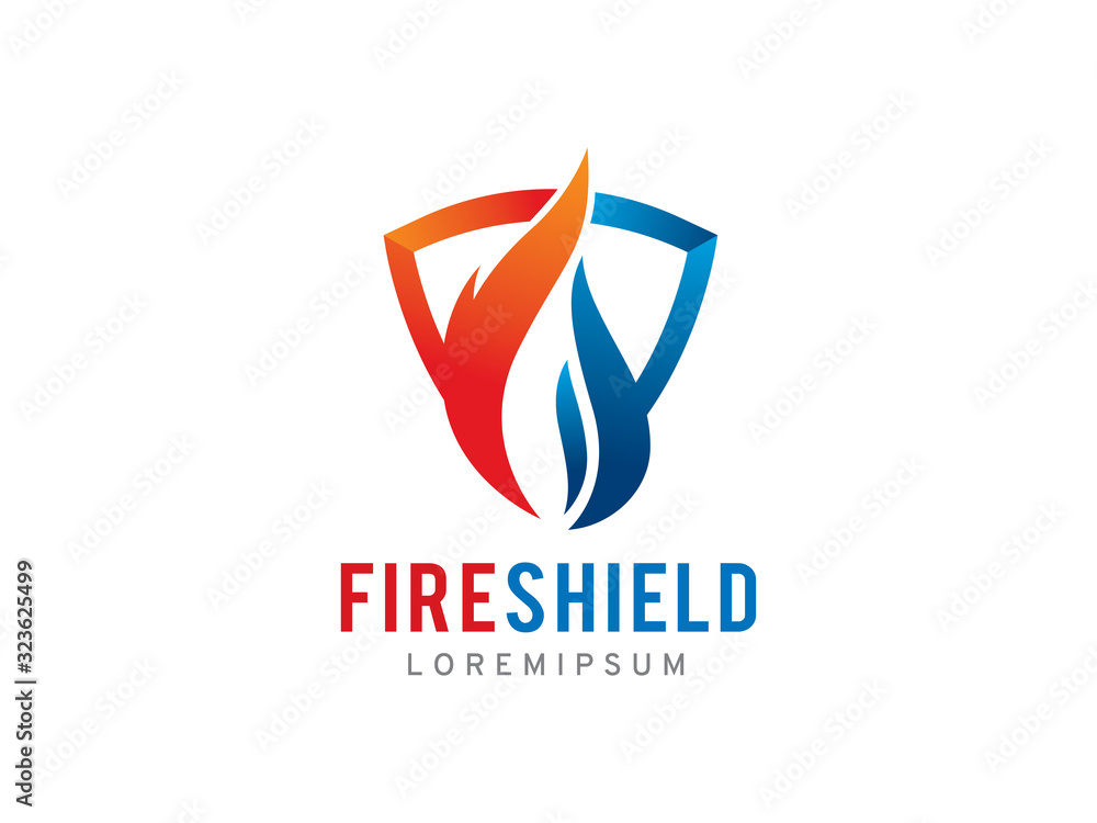 Fire shield logo template design, icon, symbol Stock Vector | Adobe Stock