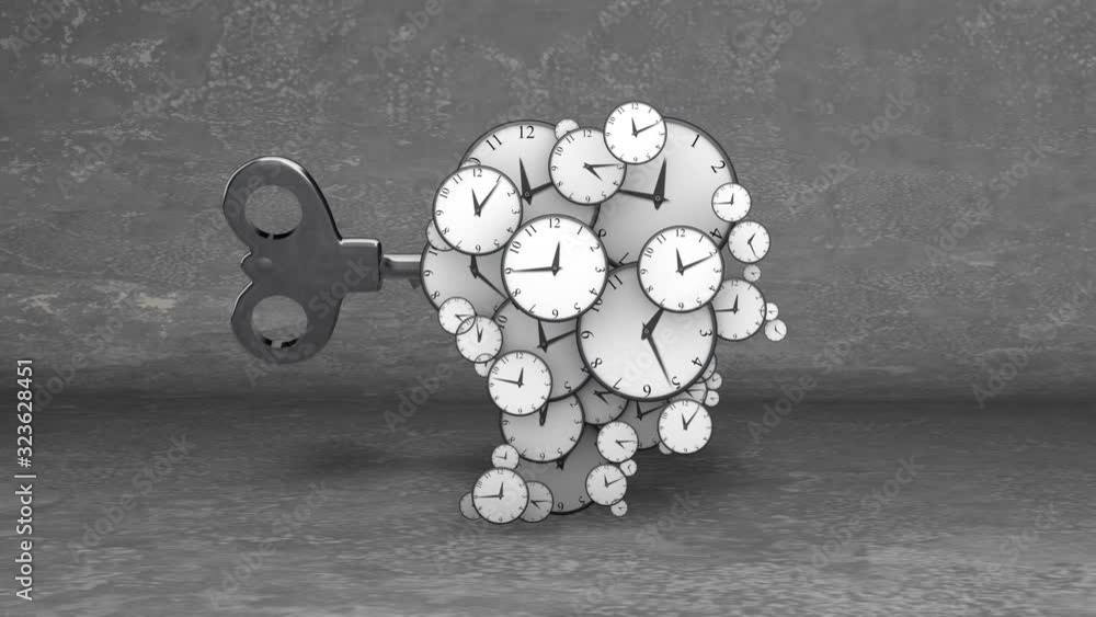 Pop art 3d rendering of blow your mind clock dials of different sizes ...