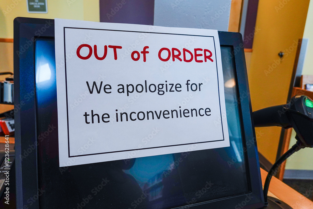 Solomons, Maryland, USA A computer in a public library is out of order ...