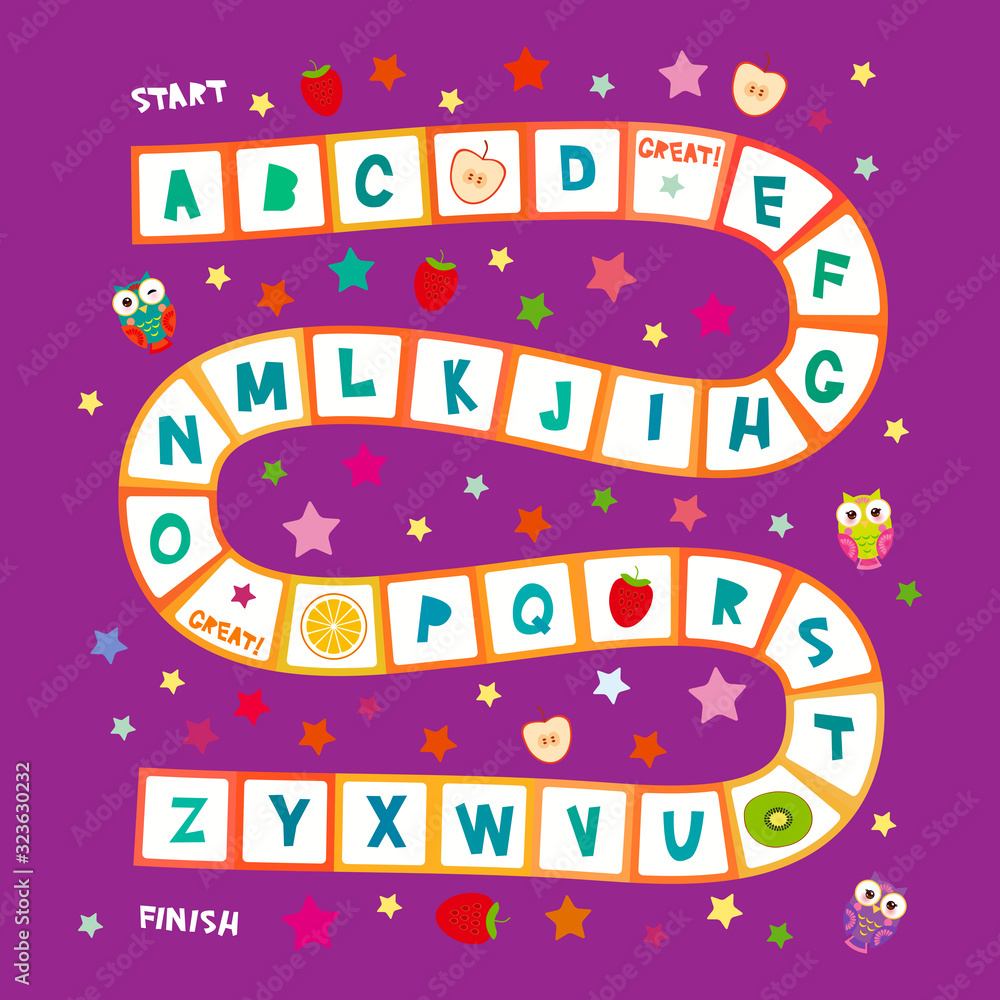 Funny Cartoon English Alphabet Game Playmats Banner Card Poster For
