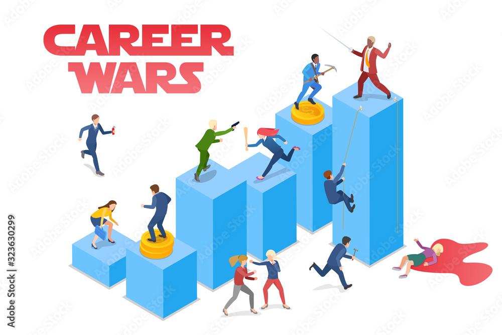 Career Business Wars Competition Isometric Flat design concept ...