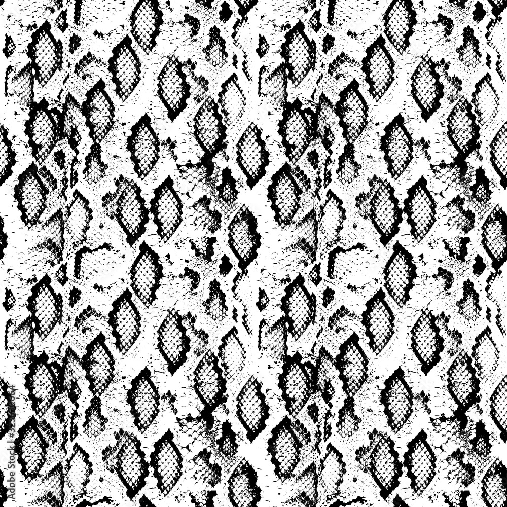 Snake skin scales texture. Seamless pattern black isolated on white ...