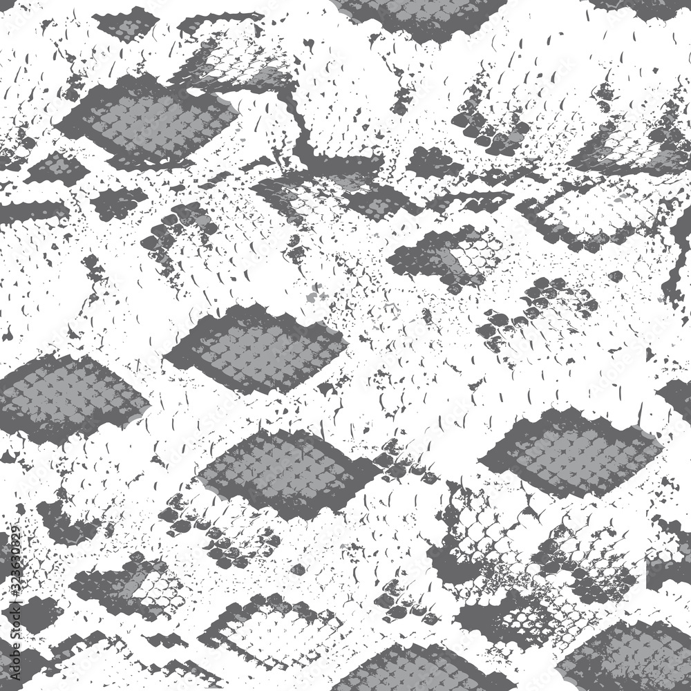 Snake skin scales texture. Seamless pattern black gray on white ...