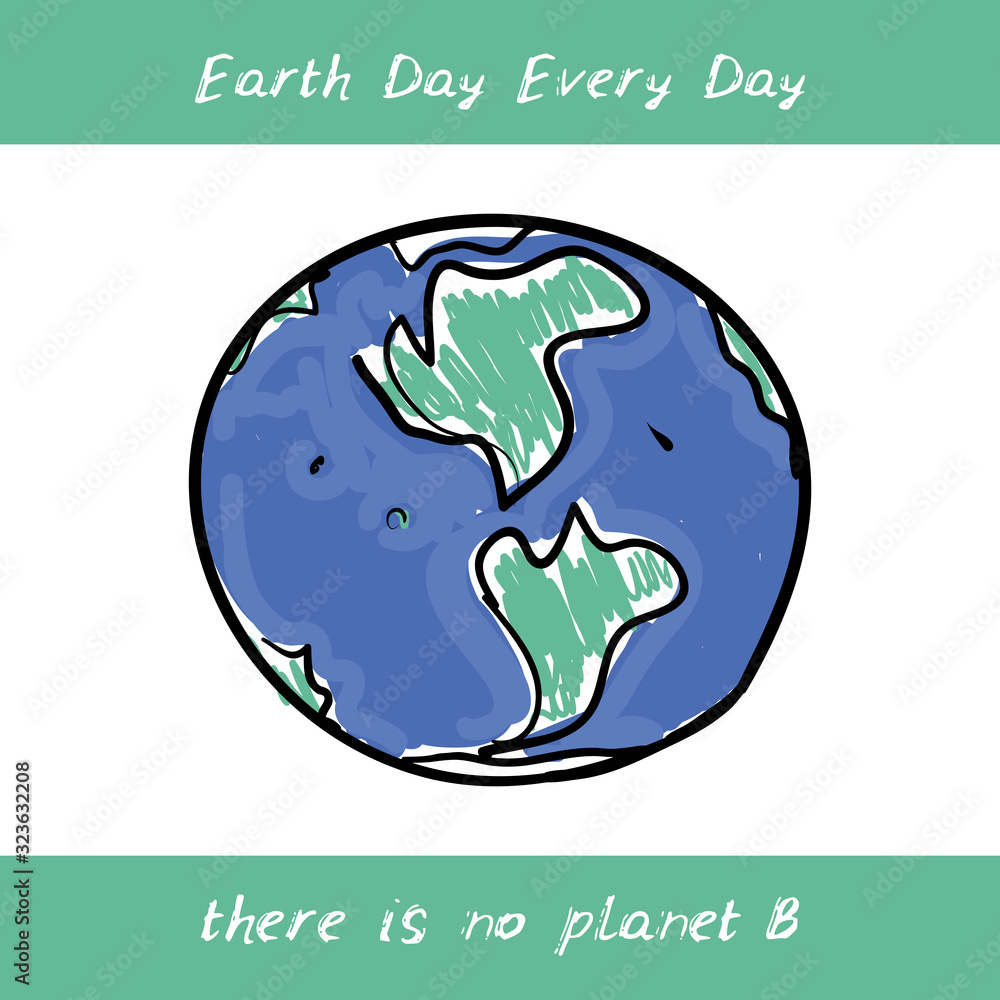 Earth day every day. World map. Green silhouettes of continents ...