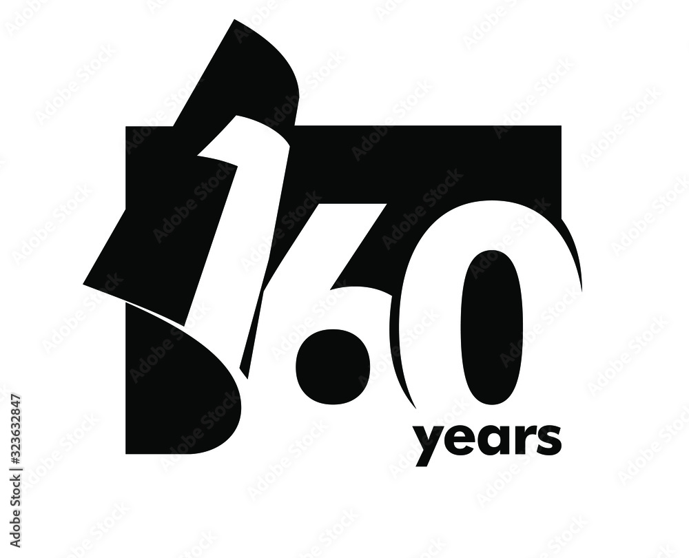 Isolated abstract logo 160 years. In the form of an open book, magazine ...