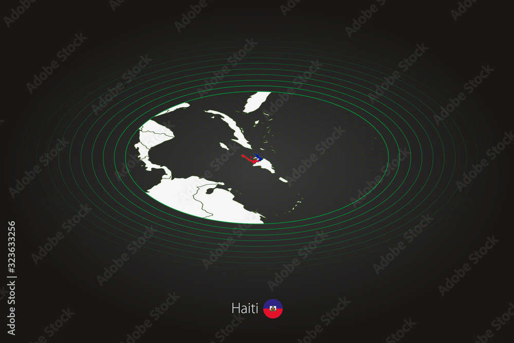 Haiti map in dark color, oval map with neighboring countries. Stock ...