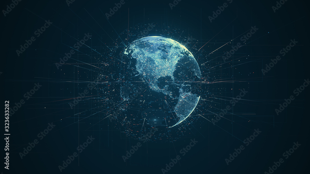 Digital data globe - abstract illustration of a scientific technology ...
