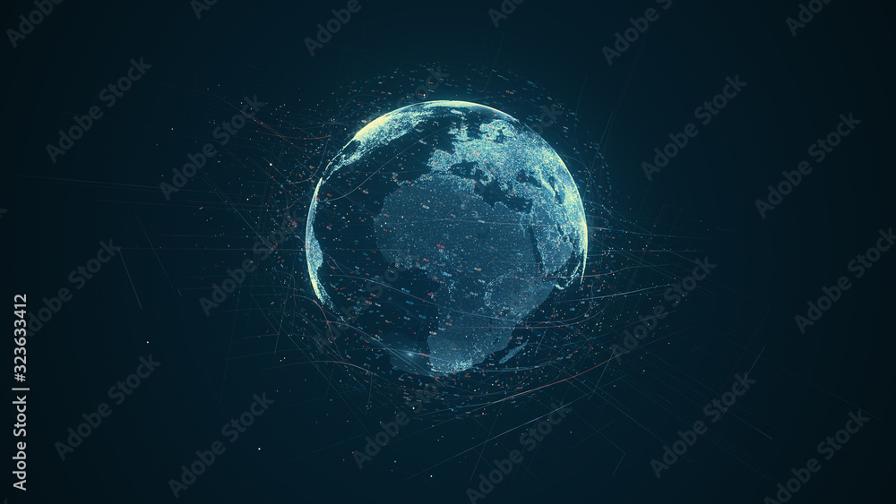 Digital data globe - abstract illustration of a scientific technology ...
