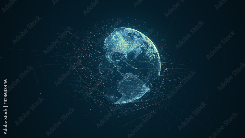 Digital data globe - abstract illustration of a scientific technology ...