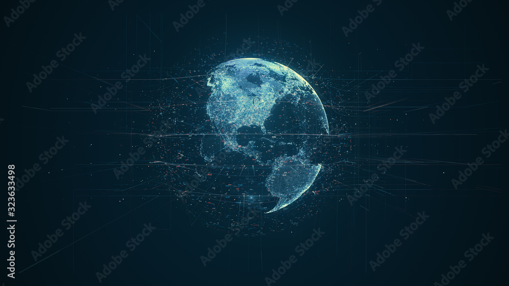 Digital data globe - abstract illustration of a scientific technology ...