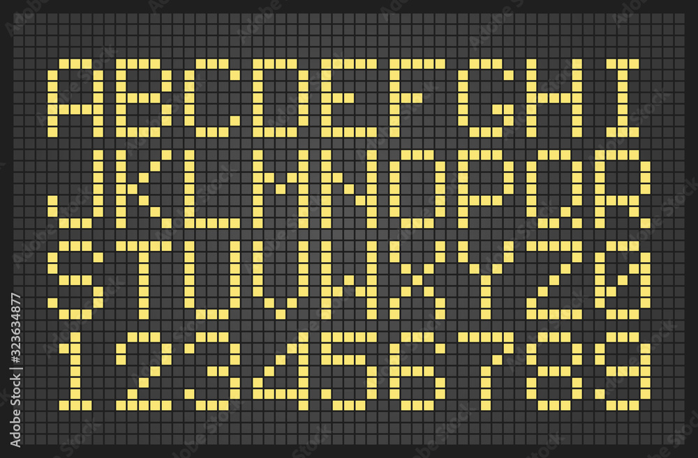 Digital letters. Cyber clock font template for display boards vector ...
