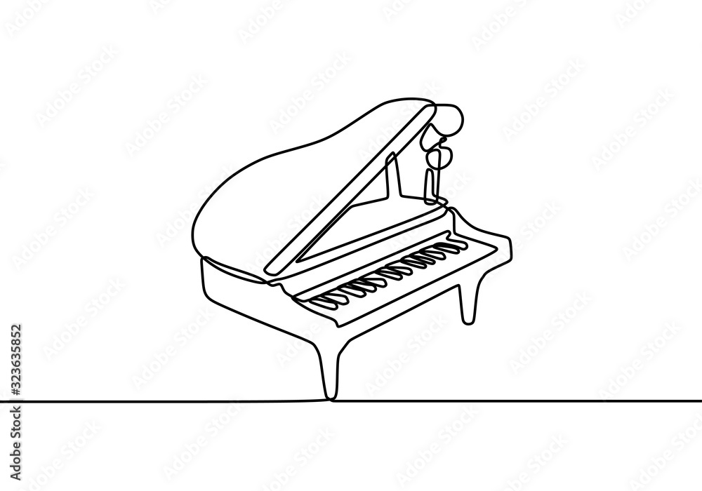 One line drawing of piano. Vector illustration musical instrument ...