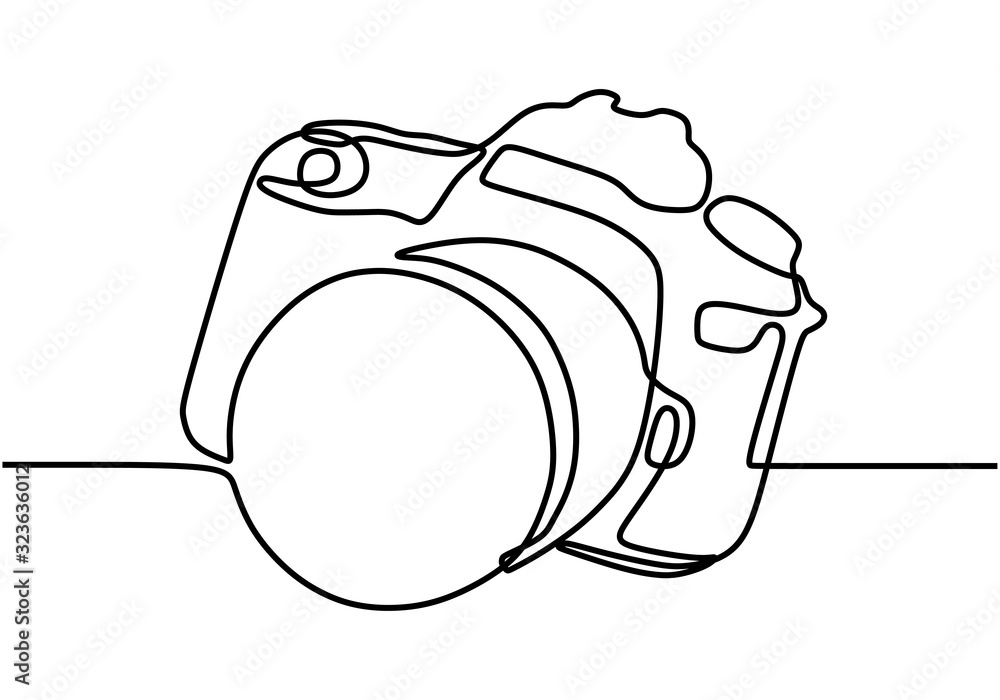 DSLR camera digital vector, one continuous single line drawing ...
