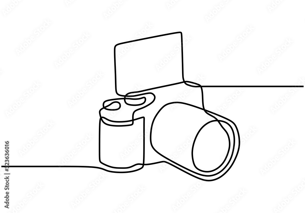 Mirrorless digital camera. One line drawing vector illustration ...