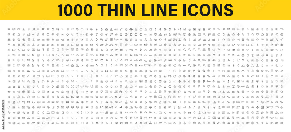 Big set of 1000 thin line Web icon. Business, finance, shopping ...