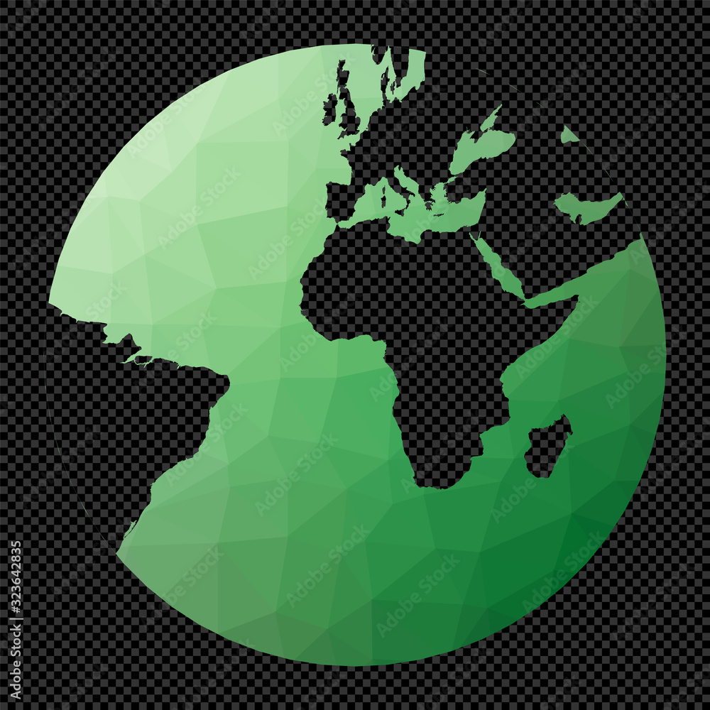 Geometric world map. Gnomonic projection. Polygonal map of the world on ...