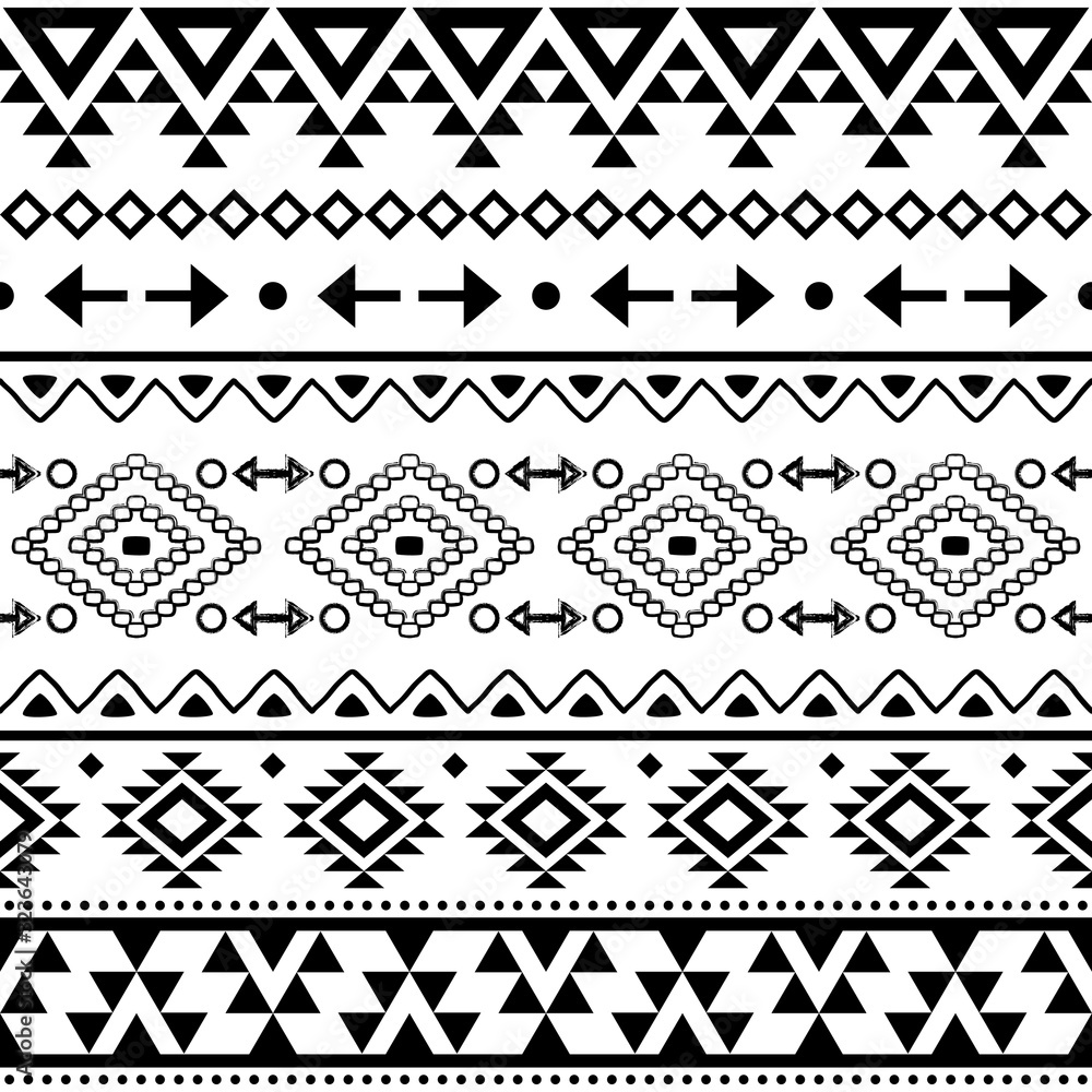Aztec Pattern Black And White Vector