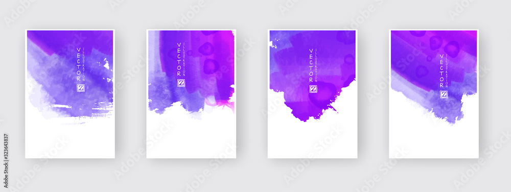 Poster template set. Hand drawn Watercolor stain background collection ...