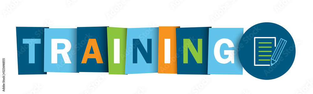 TRAINING colorful vector typography banner with writing symbol Stock ...